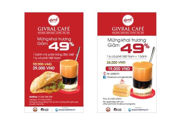 Ưu đãi 49% mừng khai trương Givral café thứ 12